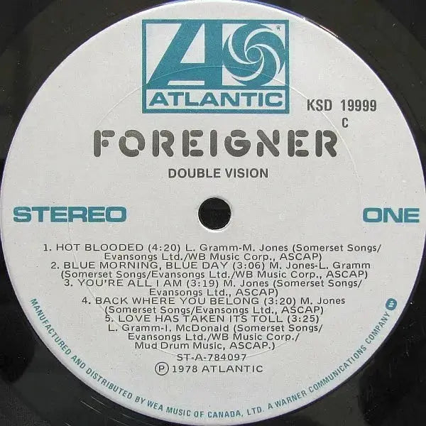 Foreigner – Double Vision - 1978 – Vinyl Pursuit Inc