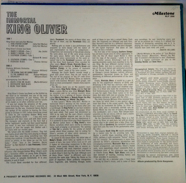 King Oliver – The Immortal King Oliver - US Original – Vinyl Pursuit Inc