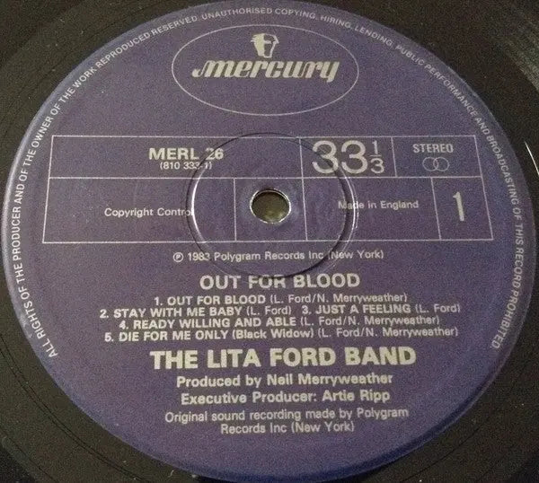 Lita Ford – Out For Blood - 1983 UK Original! – Vinyl Pursuit Inc
