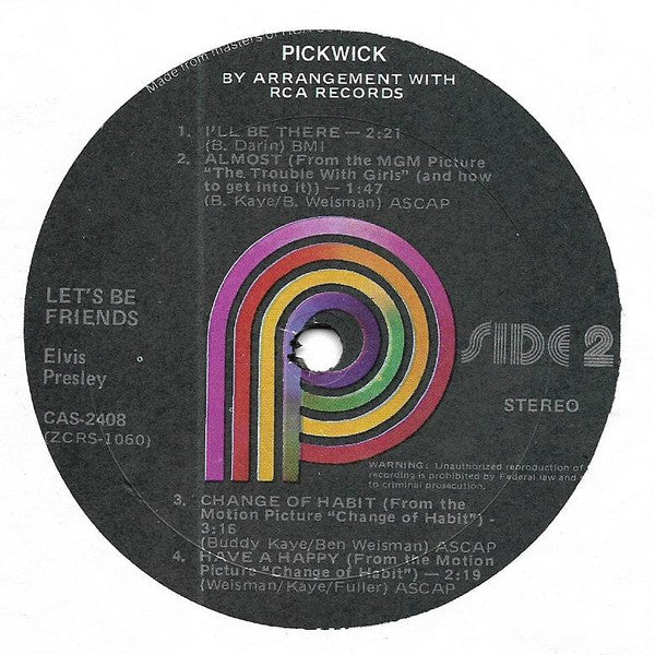 Elvis – Let's Be Friends – Vinyl Pursuit Inc