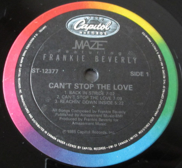 Maze Featuring Frankie Beverly – Can't Stop The Love - 1985 Original – Vinyl Pursuit Inc