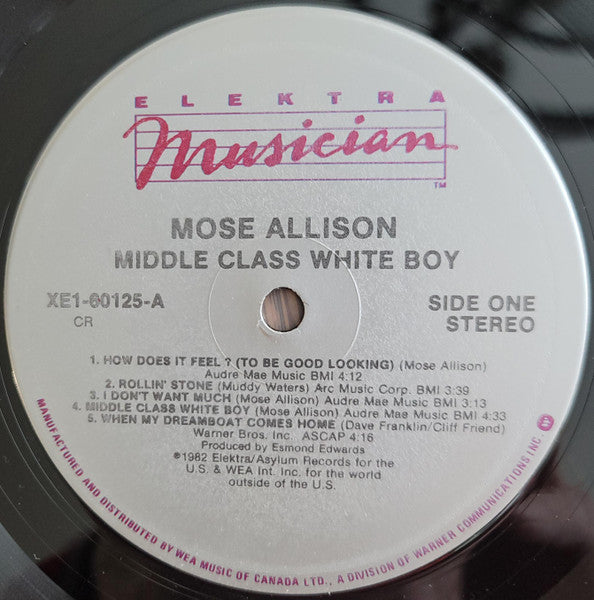 Mose Allison – Middle Class White Boy - 1982 Original Pressing – Vinyl Pursuit Inc