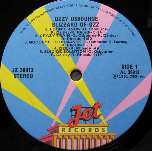 Ozzy Osbourne – Blizzard Of Ozz - 1981 Original – Vinyl Pursuit Inc