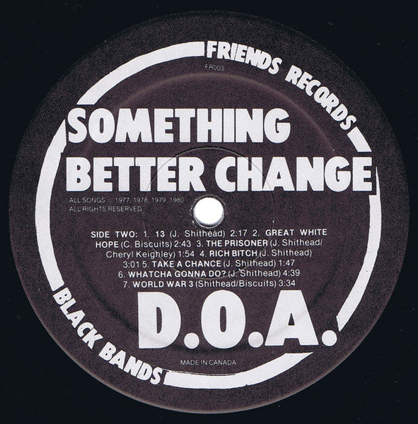 DOA – Something Better Change - 1980 1st Pressing, RARE – Vinyl Pursuit Inc