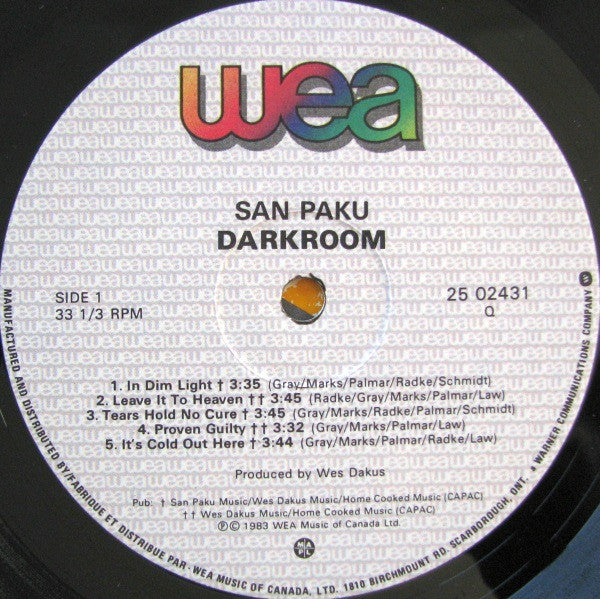 Darkroom ‎– San Paku - 1983 Promo – Vinyl Pursuit Inc