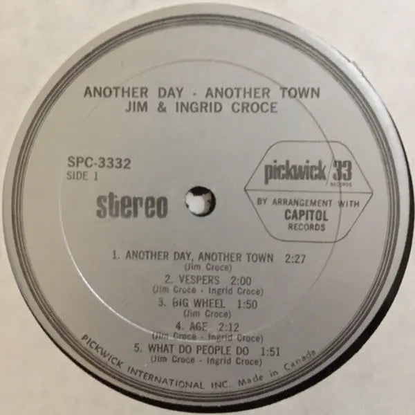 Jim and Ingrid Croce – Another Day, Another Town - 1974 Original in Sh ...