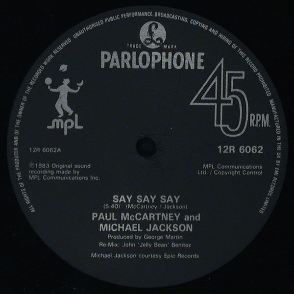 Paul McCartney and Michael Jackson ‎– Say Say Say - 1983 UK Pressing ...