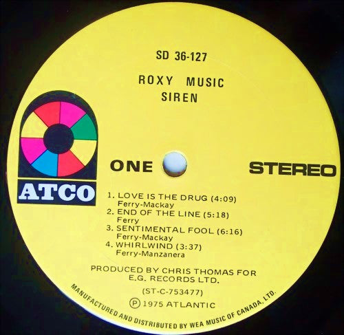 Roxy Music – Siren - 1975 Original – Vinyl Pursuit Inc