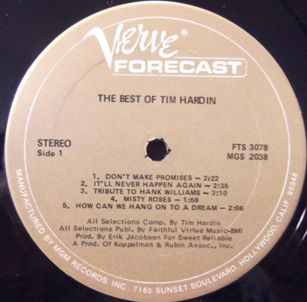 Tim Hardin – The Best Of Tim Hardin - 1972 US Pressing – Vinyl Pursuit Inc