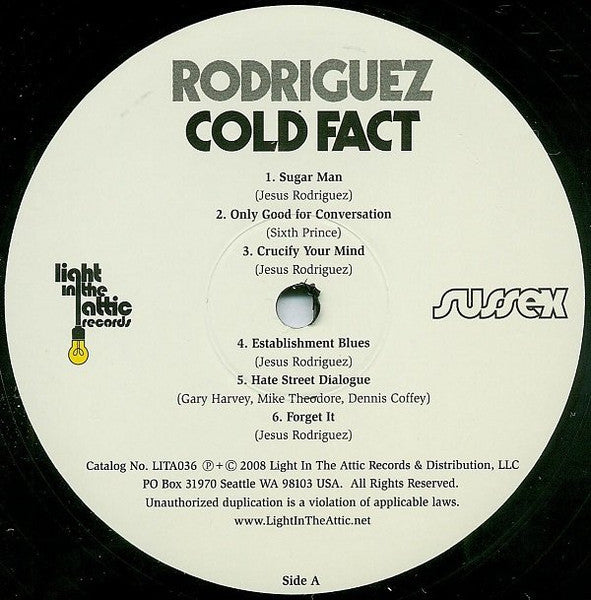 Sixto Rodriguez – Cold Fact - 180g Remastered in Shrinkwrap – Vinyl ...