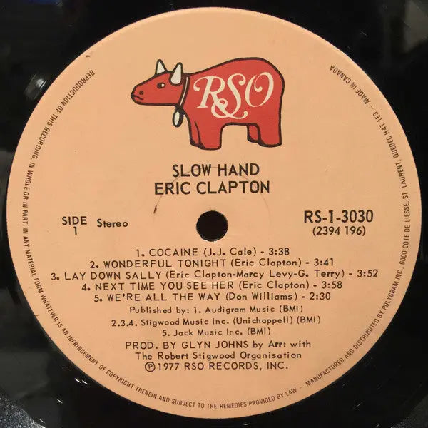 Eric Clapton ‎– Slowhand - 1977 – Vinyl Pursuit Inc