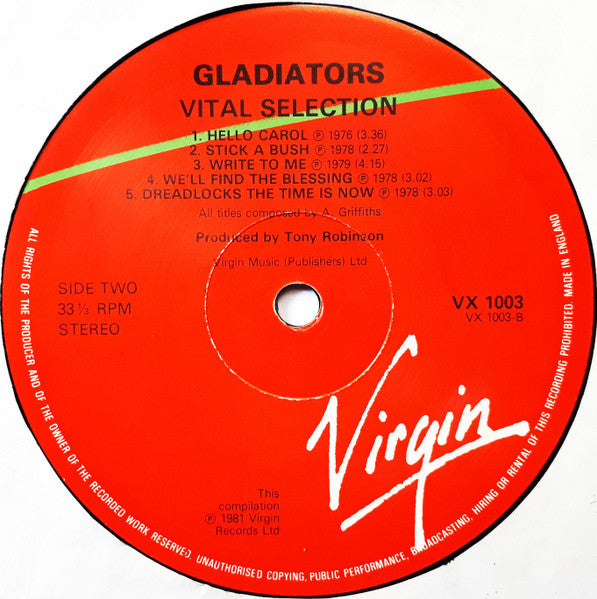The Gladiators – Vital Selection - 1981 UK Pressing Rare Reggae ...