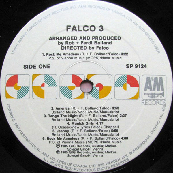 Falco ‎– Falco 3 - 1985 Original – Vinyl Pursuit Inc
