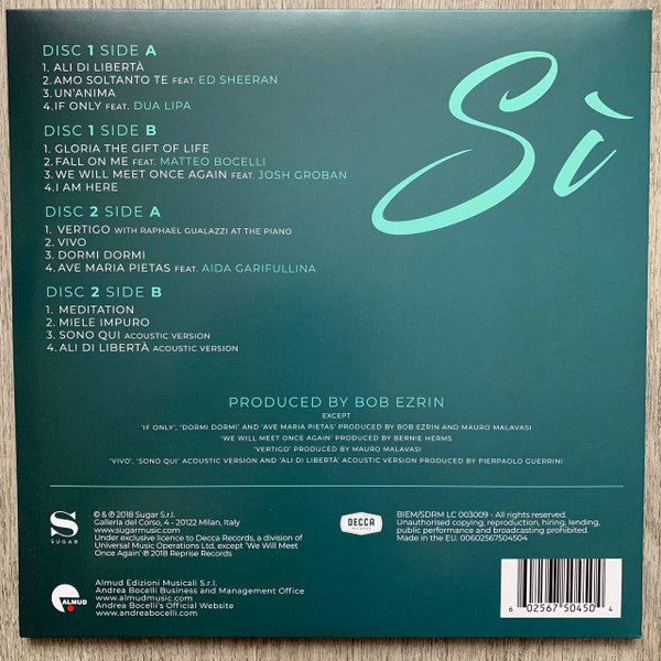 Andrea Bocelli – Si Europe 2018 Pressing – Vinyl Pursuit Inc