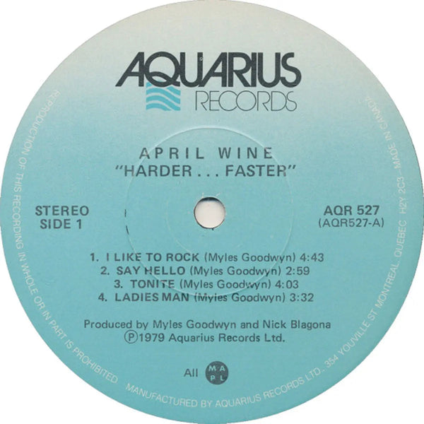 April Wine – Harder Faster - 1979 Original – Vinyl Pursuit Inc