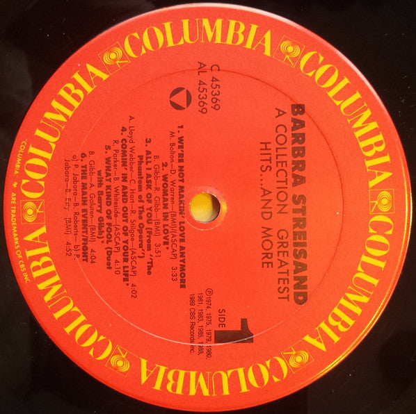 Barbra Streisand – A Collection Greatest Hits...And More - 1989 US ...