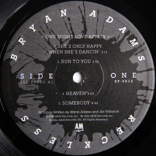 DAILY DEAL! Bryan Adams – Reckless - 1984 Original Pressing – Vinyl ...