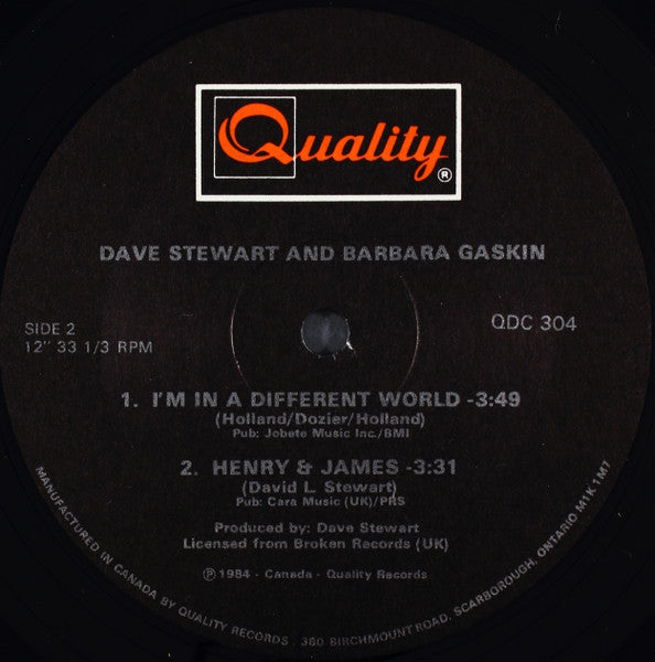 Dave Stewart & Barbara Gaskin – I'm In A Different World – Vinyl ...