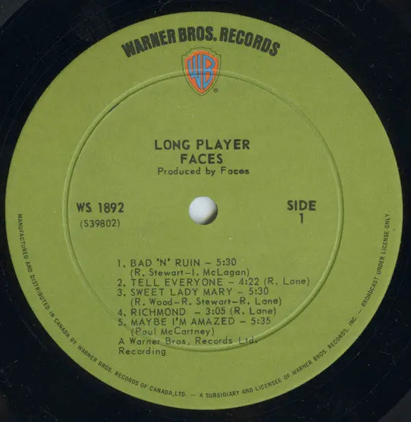 Faces – Long Player - 1971 Original – Vinyl Pursuit Inc