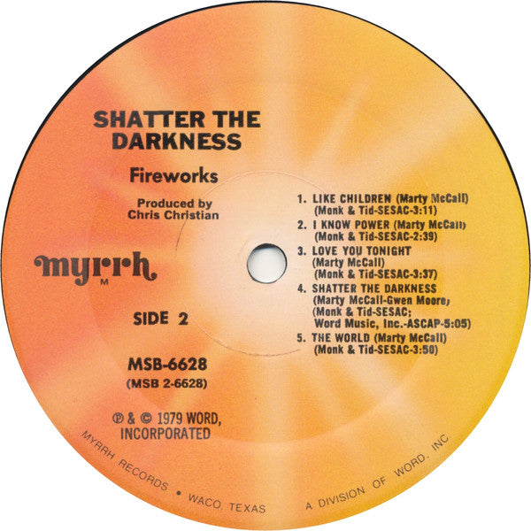 Fireworks Featuring Marty McCall – Shatter The Darkness US Pressing ...