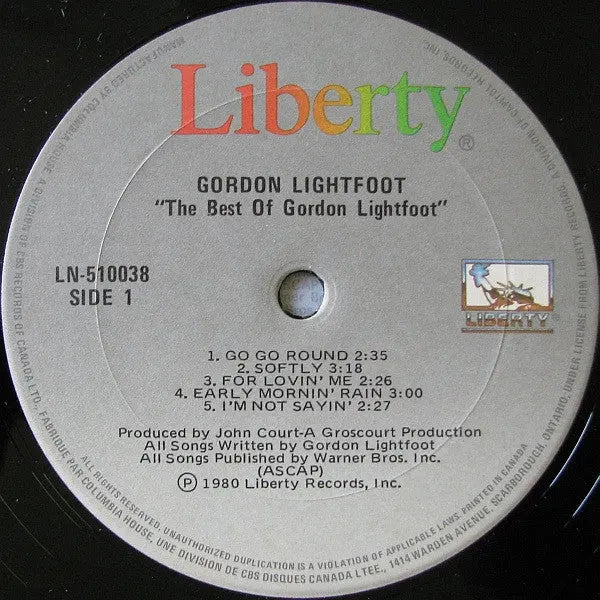Gordon Lightfoot – The Best Of Gordon Lightfoot - 1980 Pressing ...
