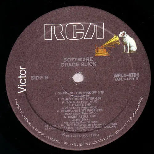 Grace Slick – Software - 1984 Original – Vinyl Pursuit Inc
