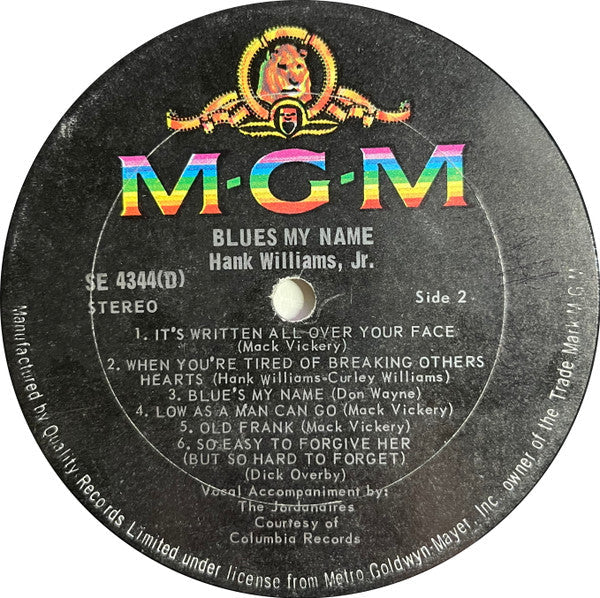 Hank Williams Jr. – Blues My Name - Vinyl Pursuit Inc