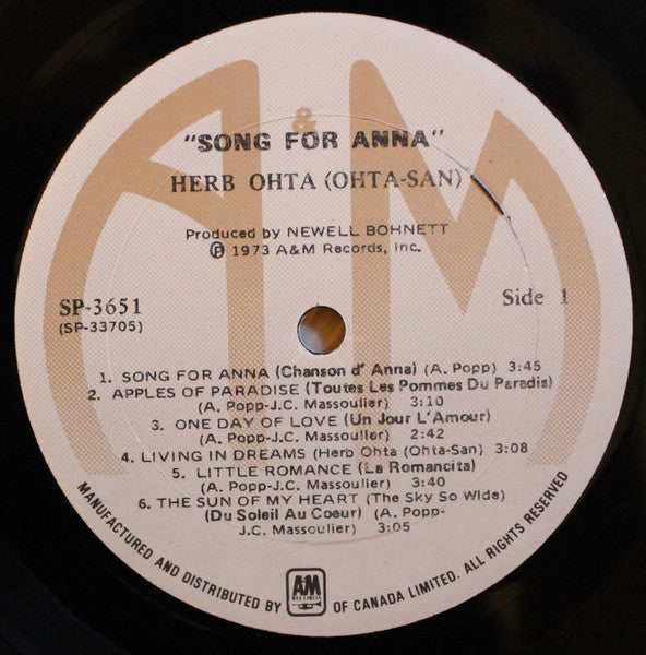Herb Ohta – Song For Anna - 1973 Original Pressing – Vinyl Pursuit Inc