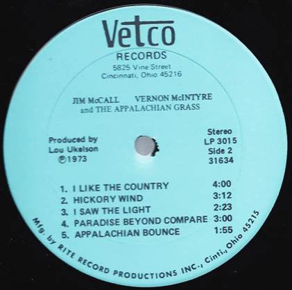 Jim McCall, McIntyre And The Appalachian Grass – Jim McCall, – Vinyl ...