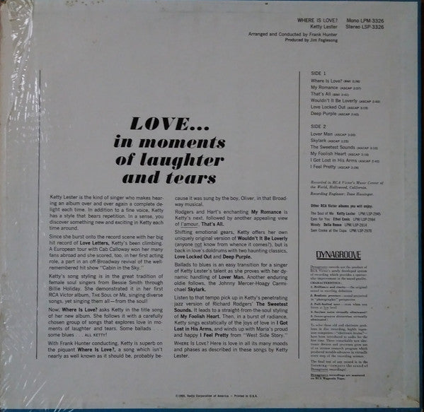 Ketty Lester – Where Is Love? – Vinyl Pursuit Inc