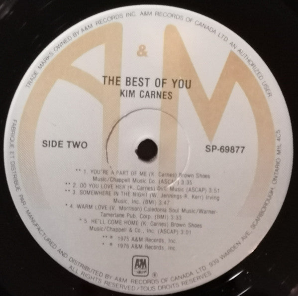 Kim Carnes – The Best Of You – Vinyl Pursuit Inc