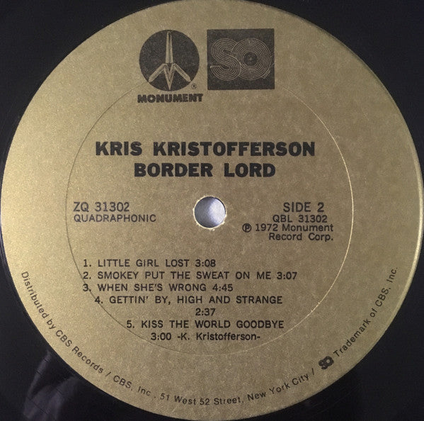 Kris Kristofferson – Border Lord - 1972 Quadraphonic – Vinyl Pursuit Inc