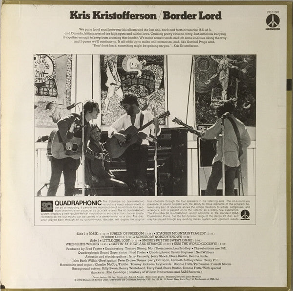 Kris Kristofferson – Border Lord - 1972 Quadraphonic – Vinyl Pursuit Inc