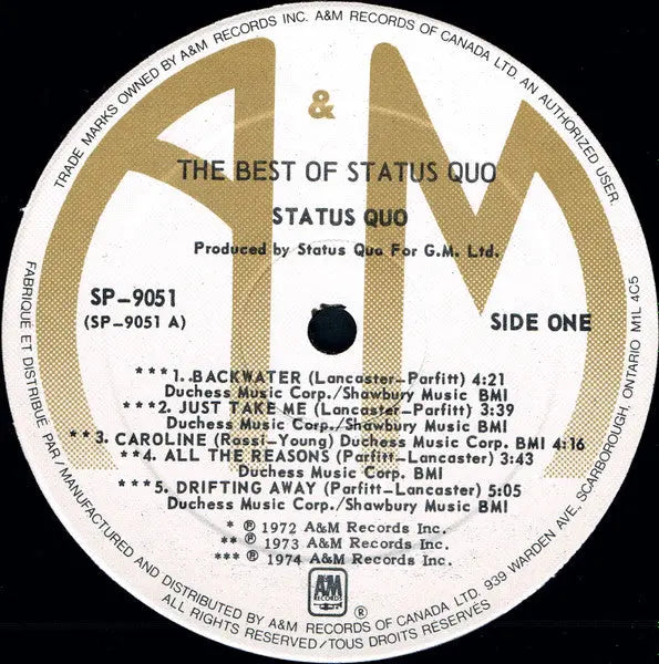 Status Quo – The Best Of Status Quo - 1980 Original ! – Vinyl Pursuit Inc