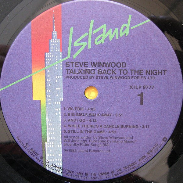 Steve Winwood – Talking Back To The Night - 1982 - Vinyl Pursuit Inc