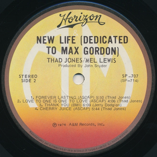 Thad Jones / Mel Lewis – New Life (Dedicated To Max Gordon) - Vinyl ...