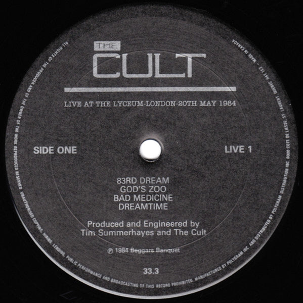 The Cult – Live At The Lyceum, London, 1984 - Vinyl Pursuit Inc
