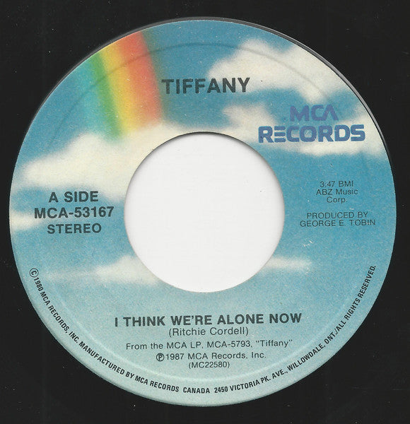 Tiffany I Think Were Alone Now 7 Single Vinyl Pursuit Inc