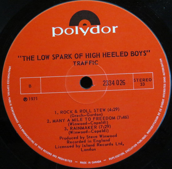 Traffic – The Low Spark Of High Heeled Boys – Vinyl Pursuit Inc