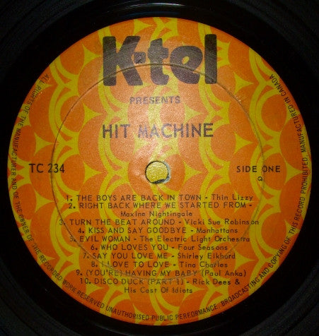 Various – Hit Machine - 1976 Original Pressing – Vinyl Pursuit Inc
