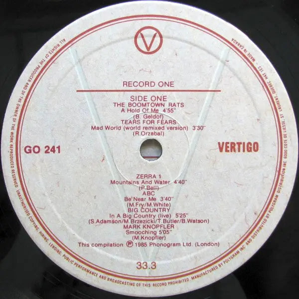 Vertigo Sampler - 1985 Original Pressing - Vinyl Pursuit Inc