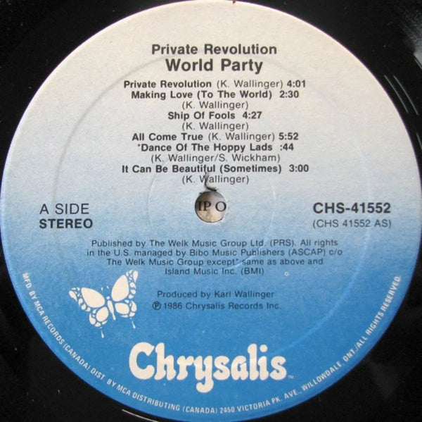 World Party – Private Revolution - 1986 Original – Vinyl Pursuit Inc