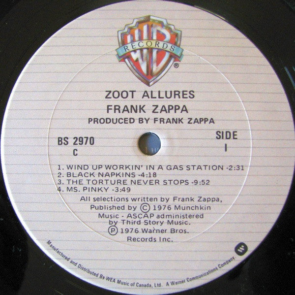 Zappa – Zoot Allures - 1978 Pressing – Vinyl Pursuit Inc