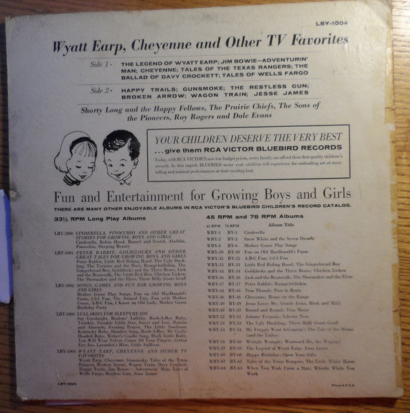 Wyatt Earp, Cheyenne and other TV Favorites - Original Pressing – Vinyl ...