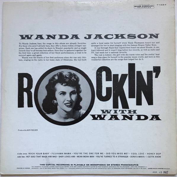 Wanda Jackson ‎– Rockin' With Wanda - 1962 Mono, VERY RARE – Vinyl ...