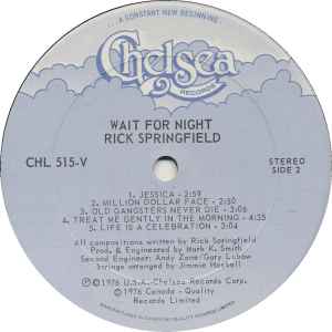 Rick Springfield – Wait For Night - 1976 Original - Vinyl Pursuit Inc