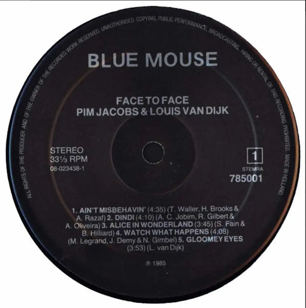 Pim Jacobs & Louis van Dijk - Face To Face - 1985 Netherlands Pressing ...