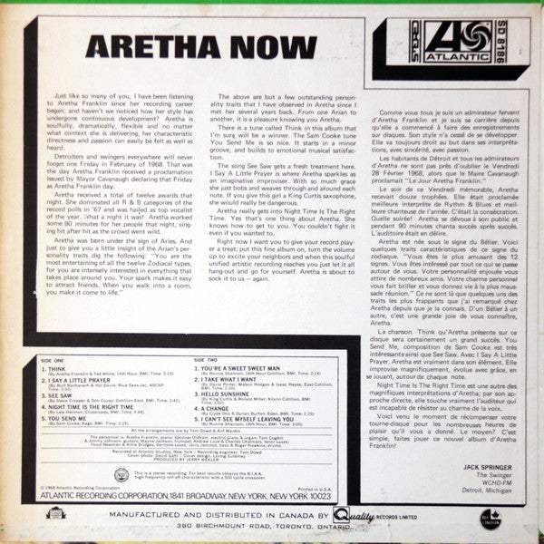 Aretha Franklin – Aretha Now - 1968 – Vinyl Pursuit Inc