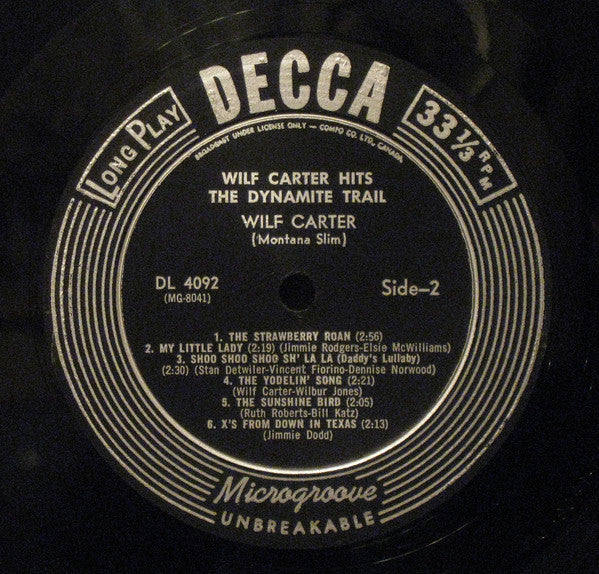 Wilf Carter – The Dynamite Trail - 1960 Mono, Sealed! – Vinyl Pursuit Inc
