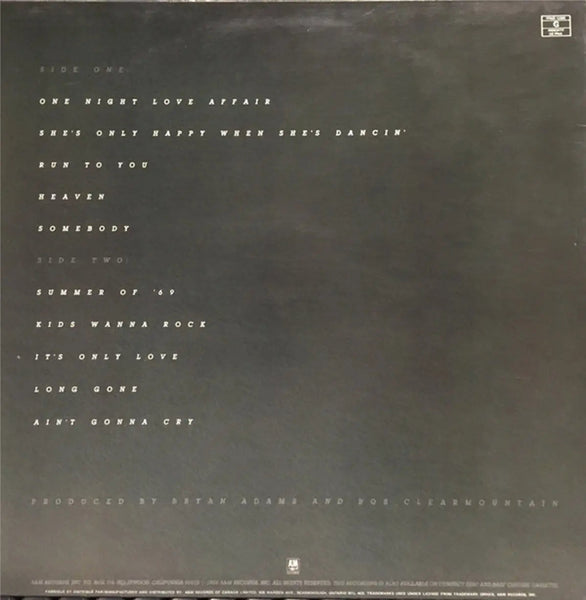 Bryan Adams ‎– Reckless - 1984 Original in Shrinkwrap! – Vinyl Pursuit Inc